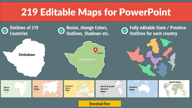 219 Editable Powerpoint Maps Pack